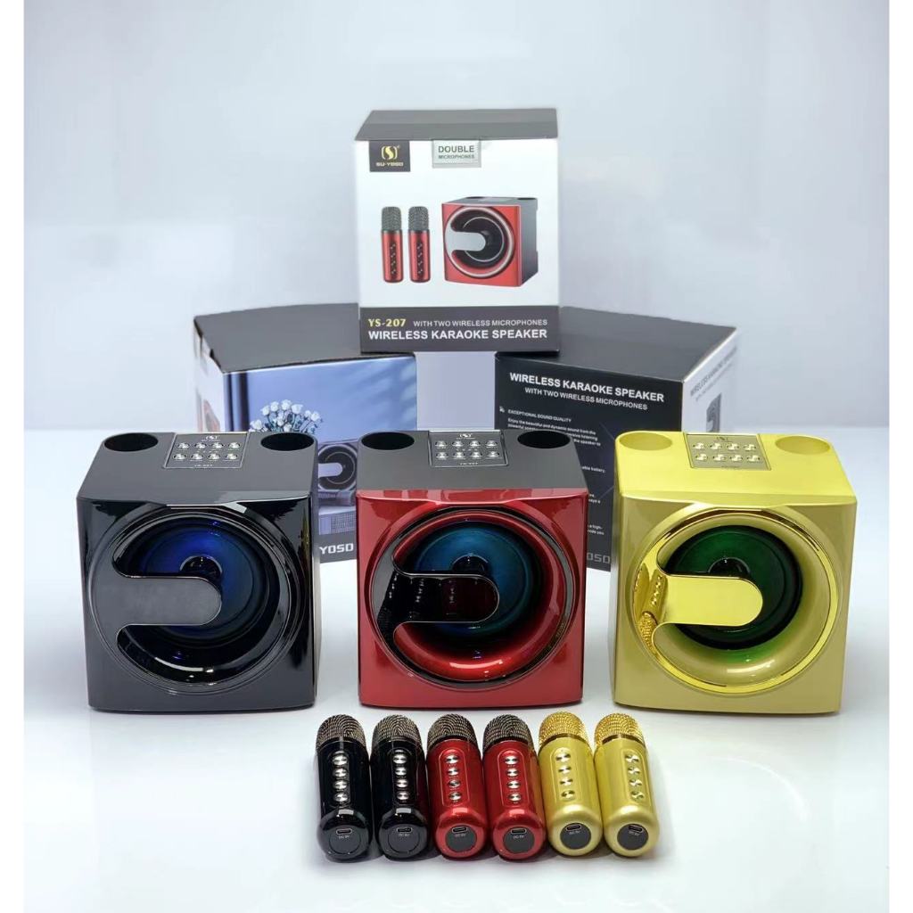 SU-YOSD YS-207 Wireless Bluetooth Dual Microphone Karaoke Family KTV ...