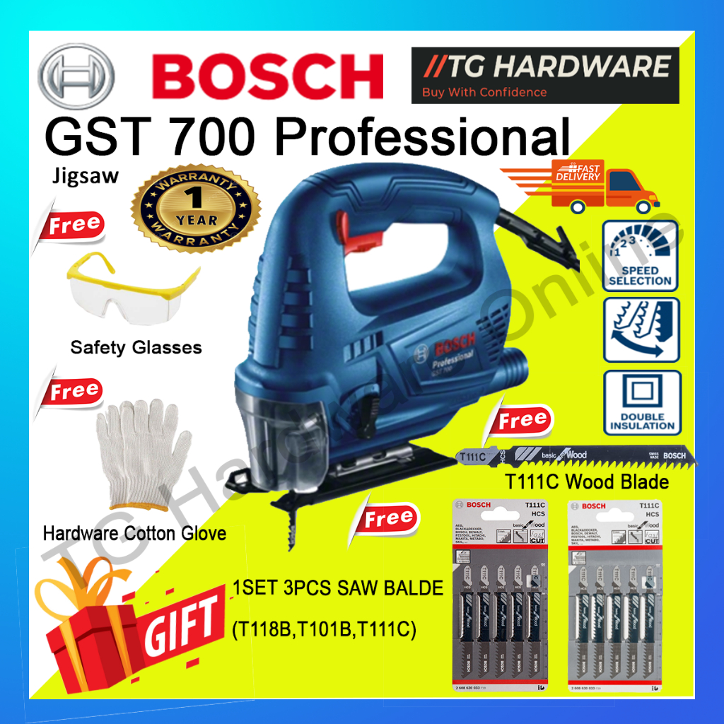 ⚡Bosch GST 700 Jigsaw 500w/ mesin gergaji kayu gst700⚡| Extra Free ...