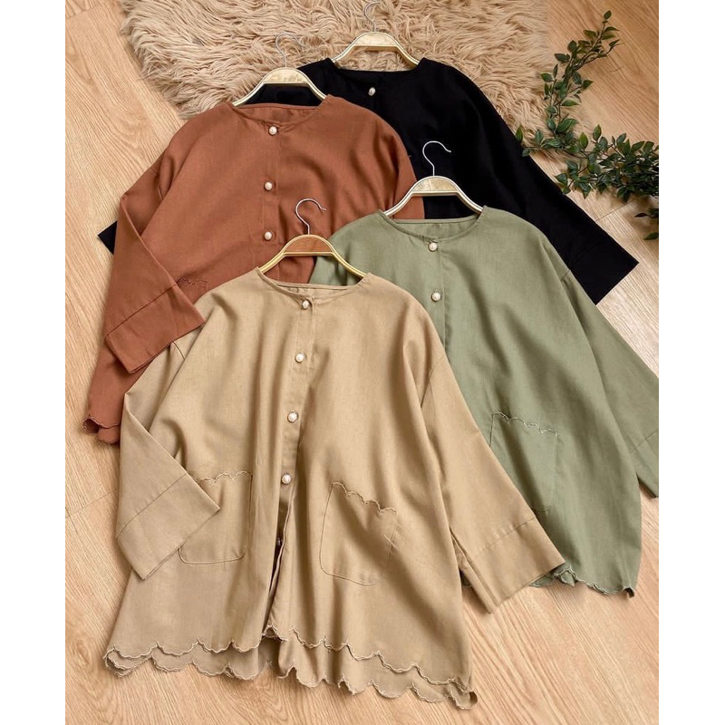 Blouse sulam scallop | Hany top | loose Blouse | Shopee Malaysia