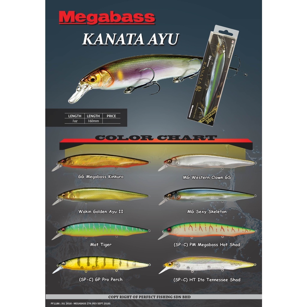 YOUCATCH MEGABASS fishing lure KANATA AYU SLOW FLOATING LURE | Shopee ...
