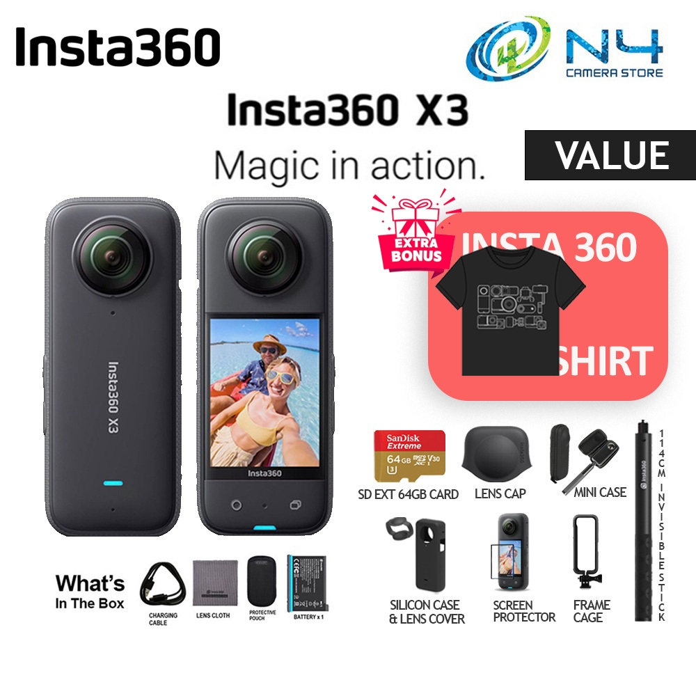 Insta360 X3 / Insta360 One X3 / Insta360 OneX3 5.7K Video 72MP Photo ...