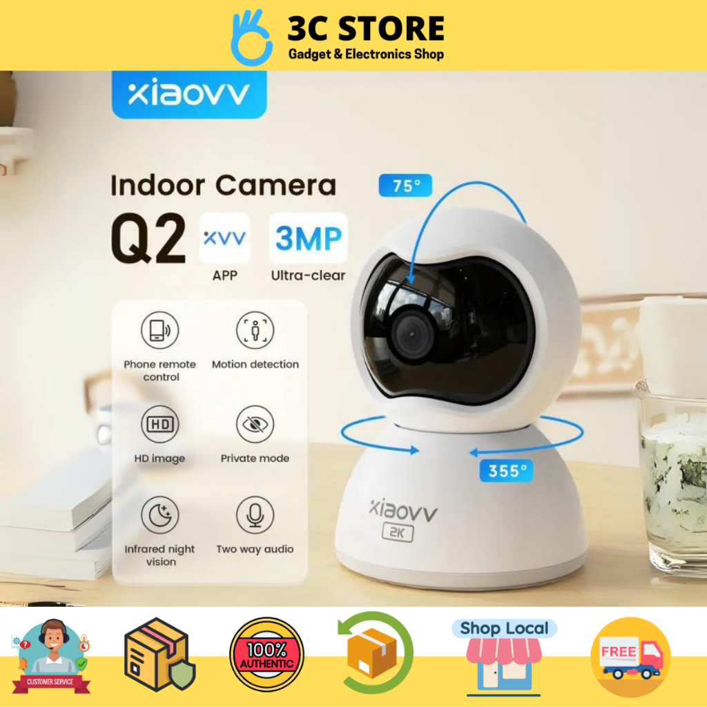 xiaovv Q2 Smart PTZ Home WiFi Cctv Camera Wireless IP Camera 1296P For Indoor Security Pet/Baby ...