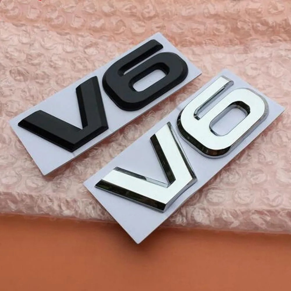 MKR 3D Black Chrome Metal V6 Logo Car Fender Emblem Trunk Badge Decals For Toyota 4runner Tundra ...