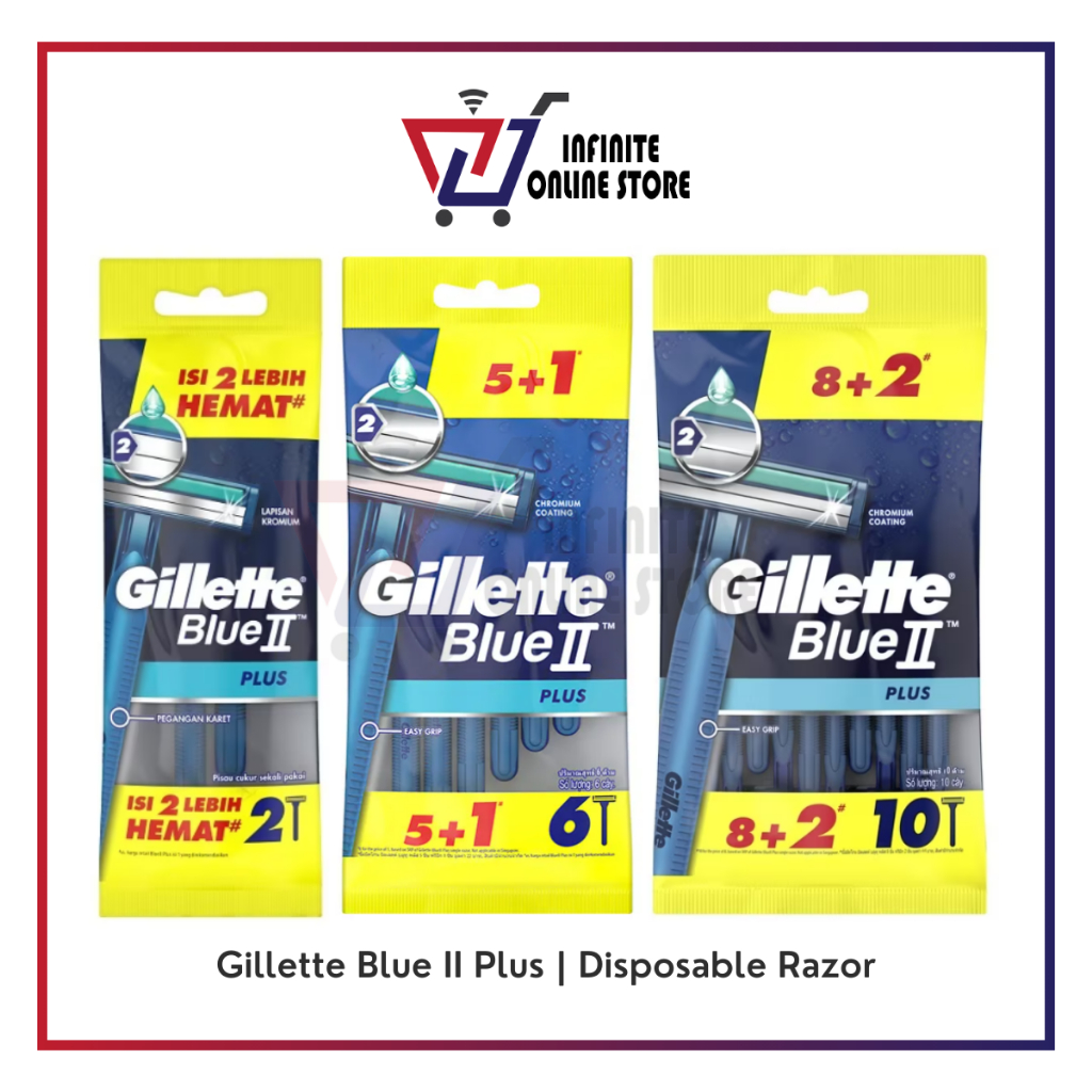 GILLETTE Blue II Plus Disposable Razor (2s/ 6s / 10s) | Shopee Malaysia
