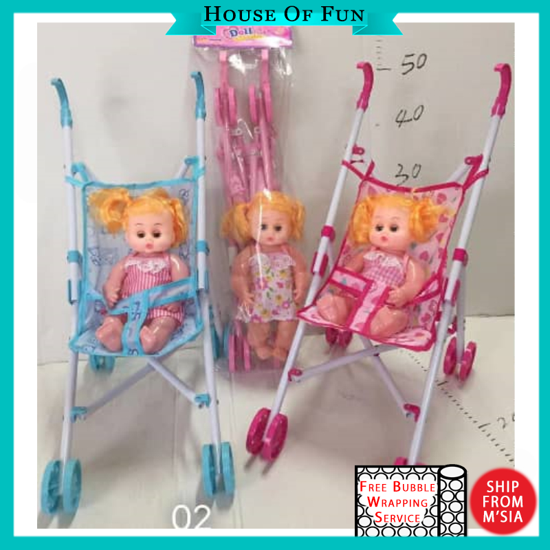 Dolls Baby Figure Toy With Stroller Baby Toys for kids girl Cute Baby ...