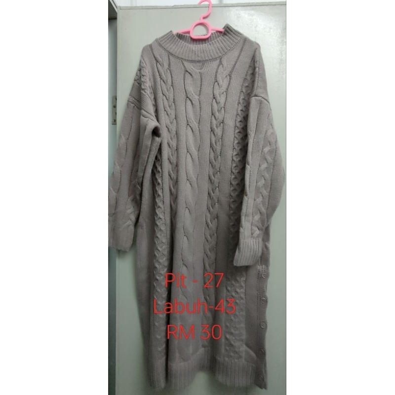 Knitdress purple masam (plussize) | Shopee Malaysia