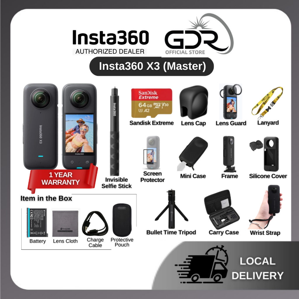 Insta360 X3 - 5.7K Dual-Mode Ultimate 360 Sport Action Camera Panoramic ...