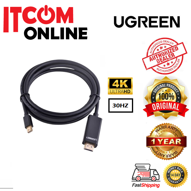 UGREEN MINI DISPLAY PORT MALE TO HDMI 4K 30HZ CABLE 3M (UG-MD101-10455) BLK | Shopee Malaysia