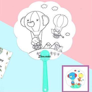 Kids DIY Own Fan Coloring kipas Graffiti Paint Warna kanak colouring ...