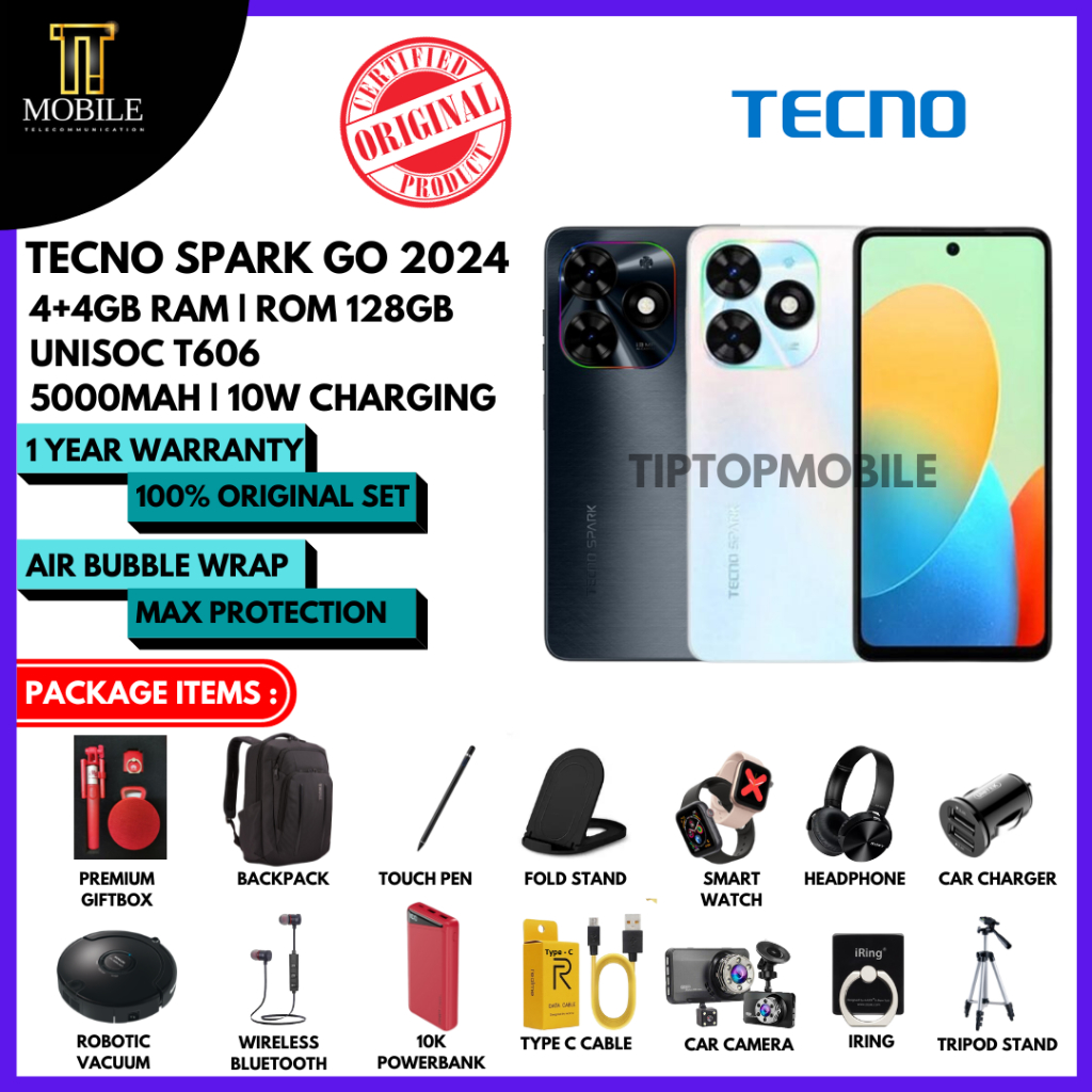 TECNO SPARK GO 2024 ( RAM 4GB + 4GB | ROM 128GB ) ORIGINAL TECNO ...