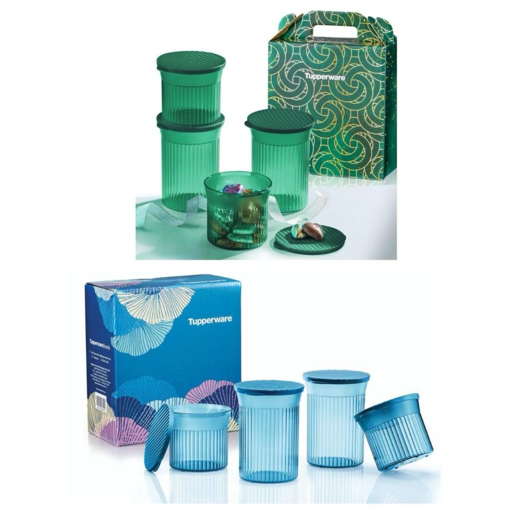 2010 Tupperware Elegant Round Set (410mlx2pcs+630mlx2pcs+Gift Box 1pc ...