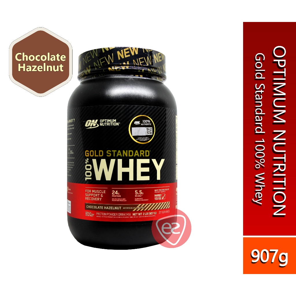 Optimum Nutrition Gold Standard 100% Whey Chocolate Hazelnut Flavour 907g (29 Servings) Protein ...