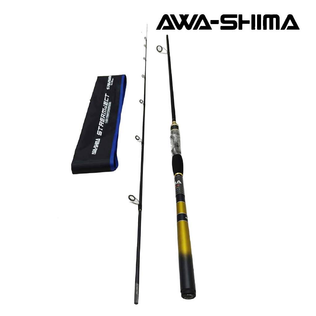 NEW AWASHIMA fishing rod STREAMJECT SPINNING ROD (2 PCS) SOLID CARBON ...