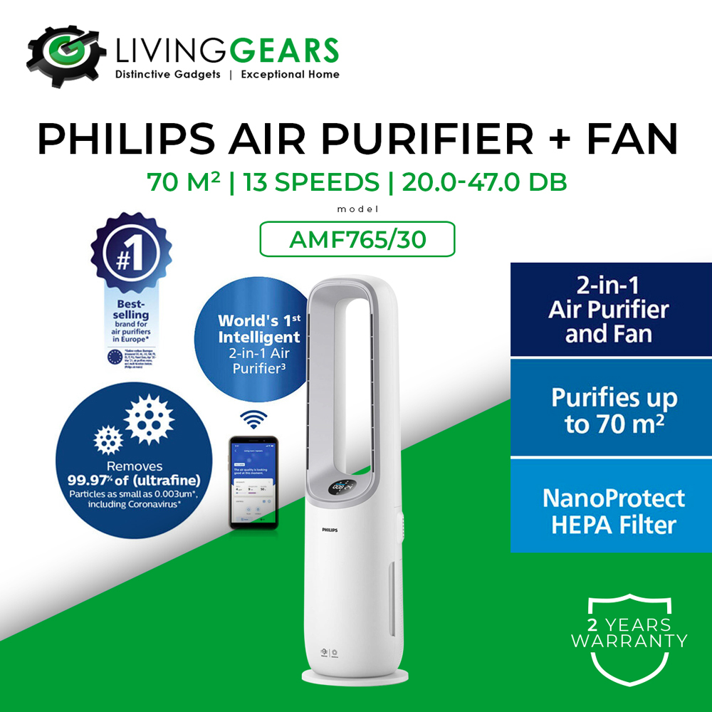 Philips 2-in-1 Air Purifier and Air Performer Fan 7000 Series AMF765 ...