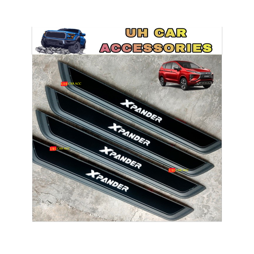 MITSUBISHI XPANDER BLACK STEEL SIDE SILL PLATE SCUFF PLATE FOOT DOOR ...