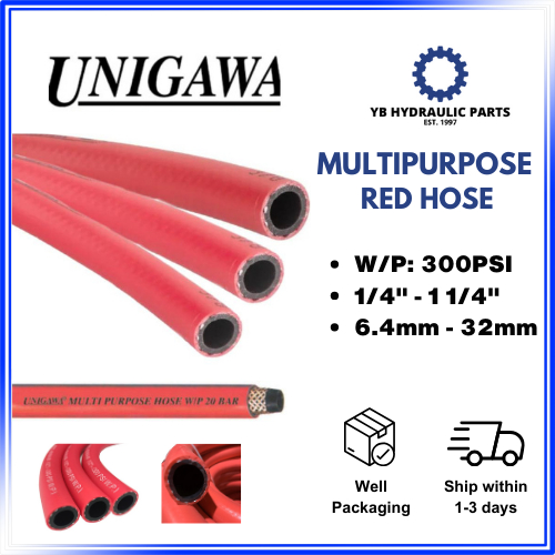 UNIGAWA & YOKOWA Multipurpose Red Hose Oil Hose Hose WIP 300PSI 1/2" 1/4" 3/8" 3/4" 7/8" 5/8" 1 ...