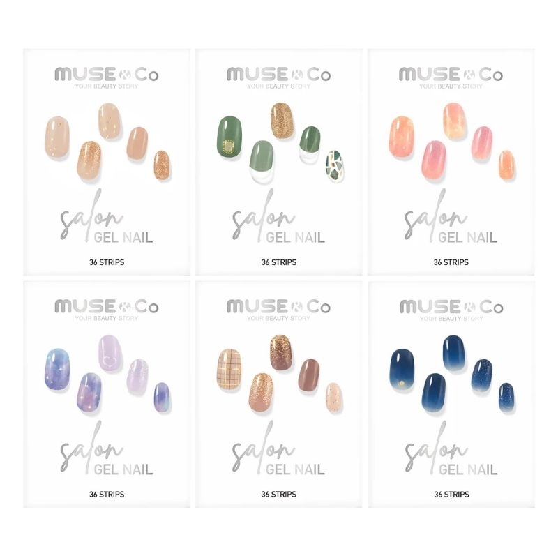 MUSE&Co Salon Gel Nail / Semicured / Instant Nails / 36 Strips / Fake ...