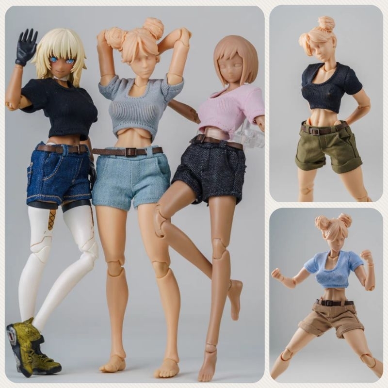 Female action figure short pants 1/12 / Pants 1/12 / Girl Action figure clothes 1/12 Figma ...