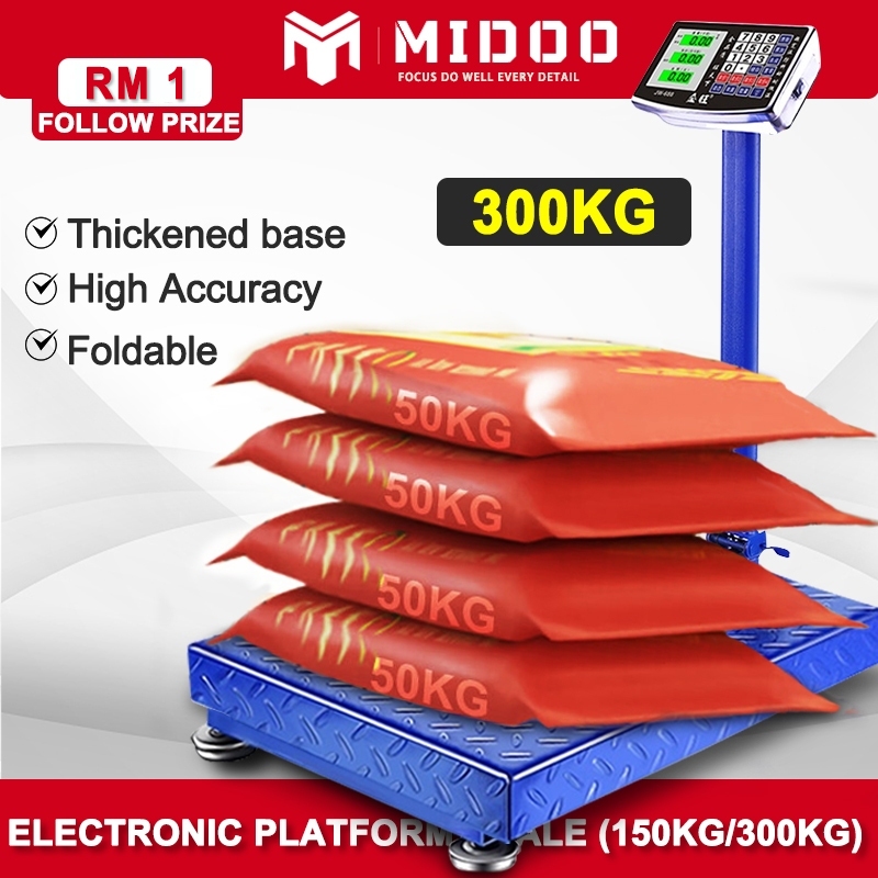 150kg / 300kg HIGH PRECISION DIGITAL ELECTRONIC Weight Price Platform Scale Rechargeable ...