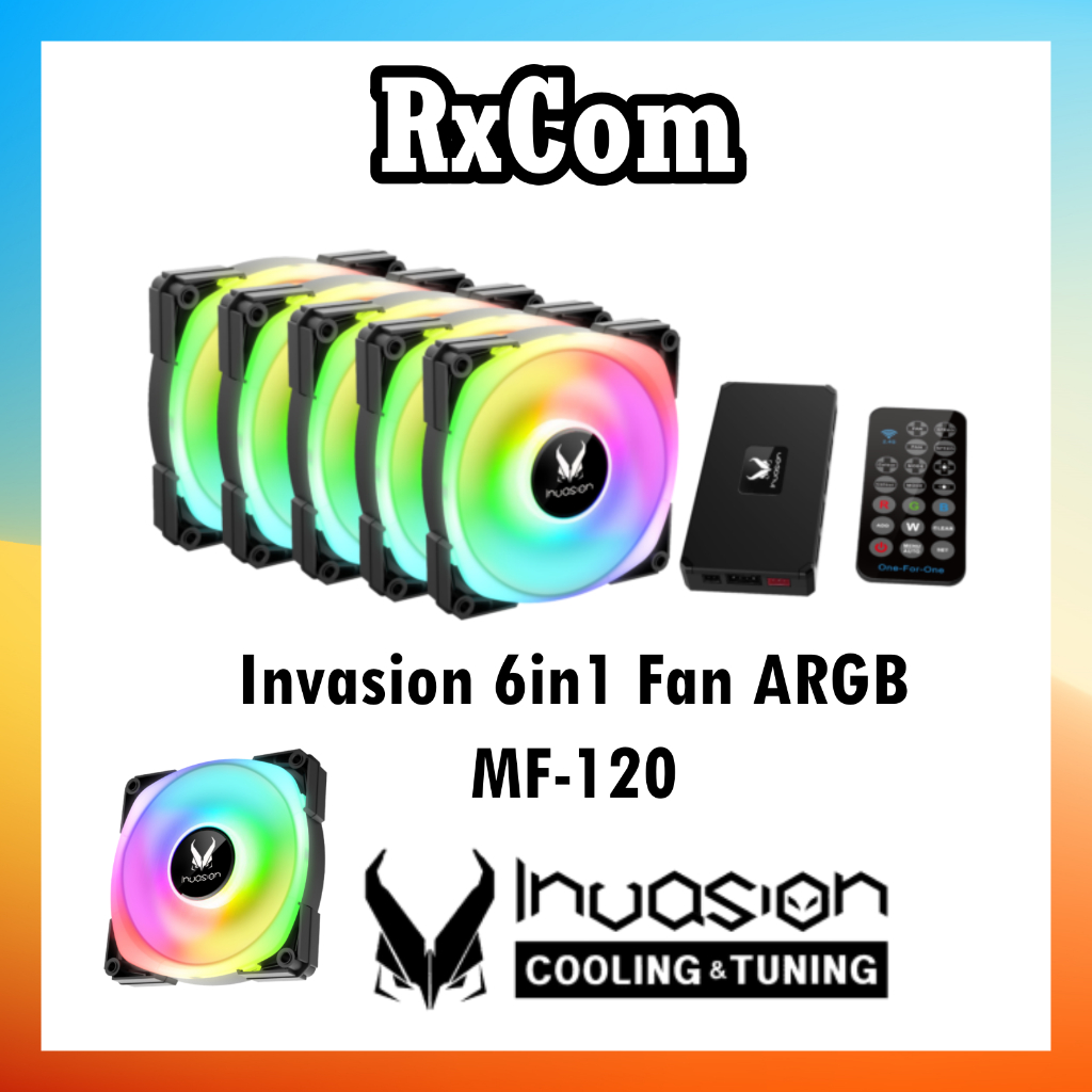 INVASION MF-120 SIX FAN PACK 12CM ARGB CASE COOLING FAN WITH REMOTE ...