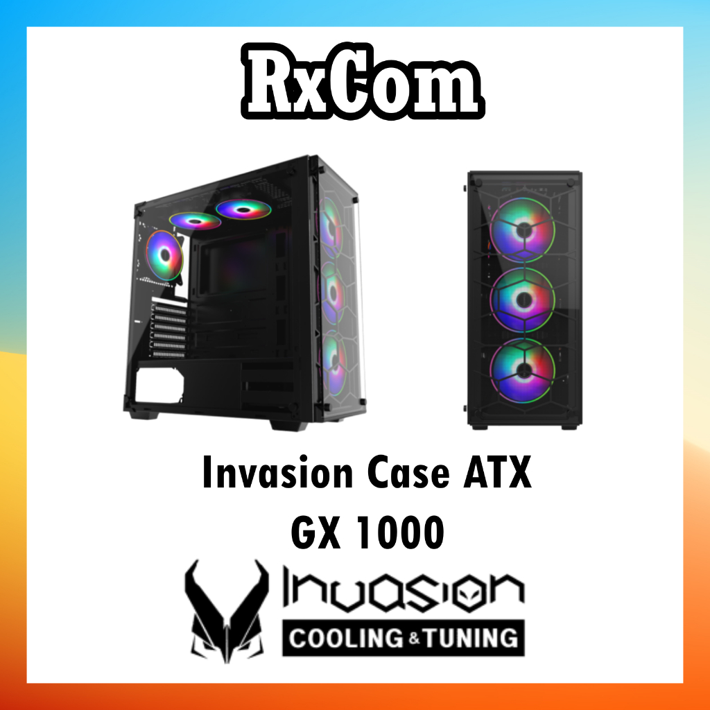 INVASION GX-1000 ATX TEMPERED GLASS CASE WITH 4 ARGB FAN | Shopee Malaysia