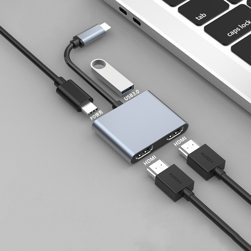 HDMI Extender Hub Splitter Dual Monitor VGA 2 IN 1 Switch USB Type C ...