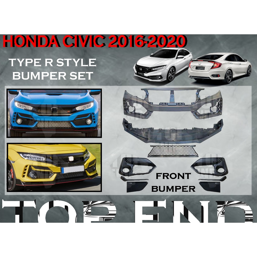 HONDA CIVIC FC TYPE R 2020 BODYKIT FRONT&REAR BUMPER V LIP SIDE SKIRT ...