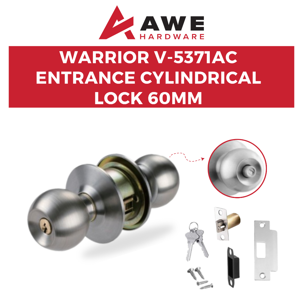 Warrior Cylindrical Lock Entrance Door V5371SS-60mm V-5371AC-60mm ...