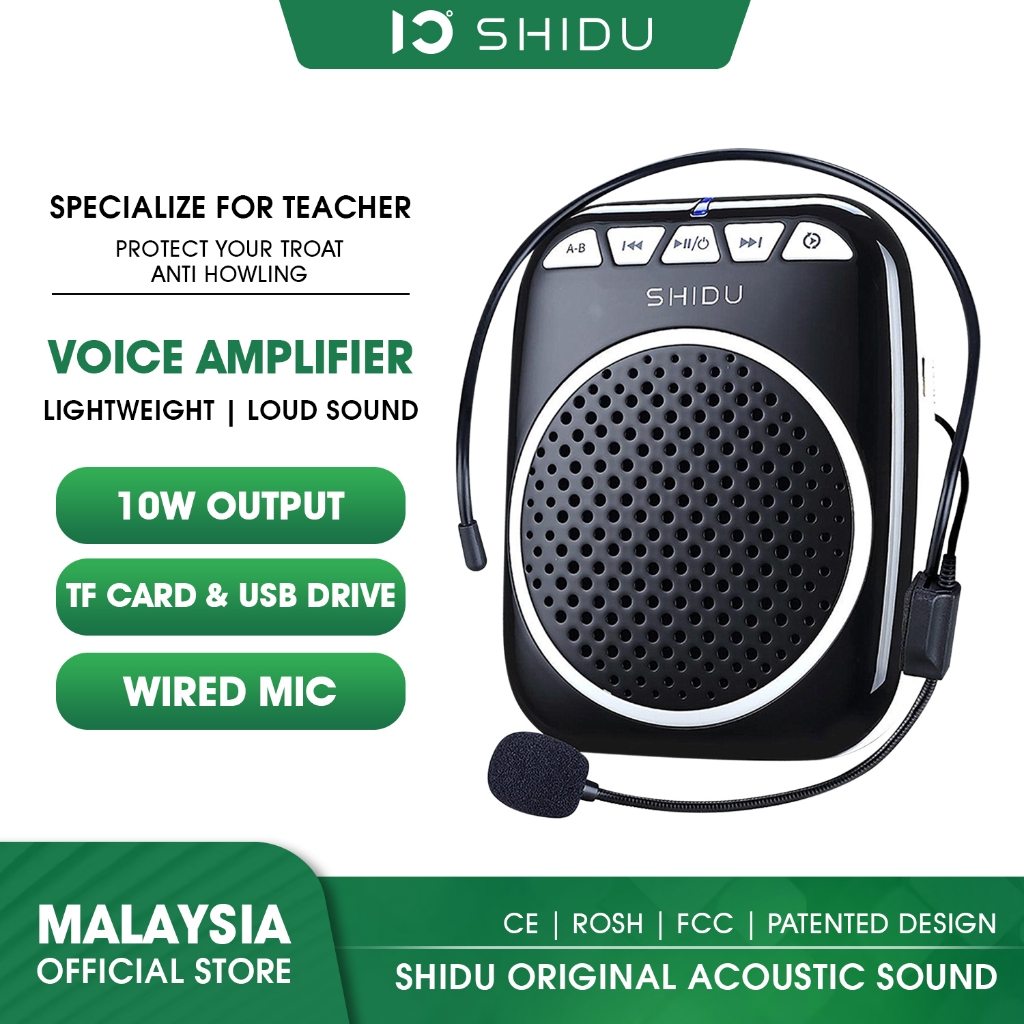 SHIDU S308 Speaker Microphone Mini with Wired Microphone 5W Acoustic ...
