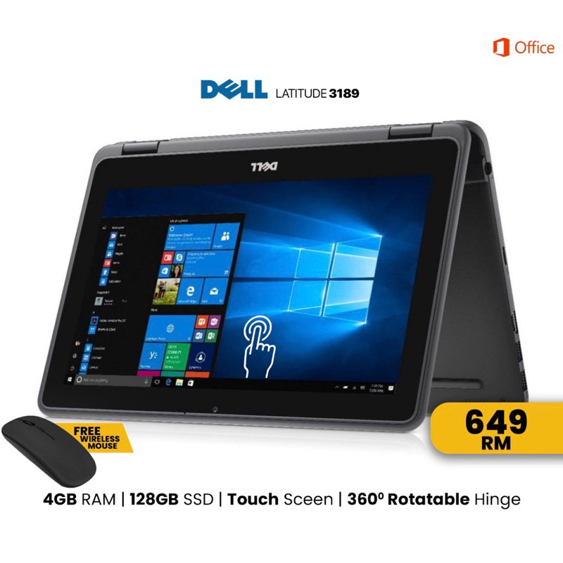 Dell Latitude 3189 2-in-1 Touchscreen Convertible Laptop, Intel ...