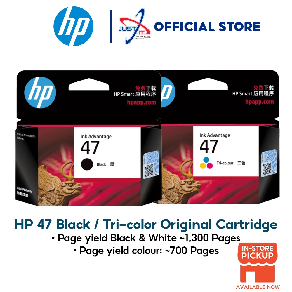 HP 47 Ink Cartridge - Black / Tricolour | Shopee Malaysia