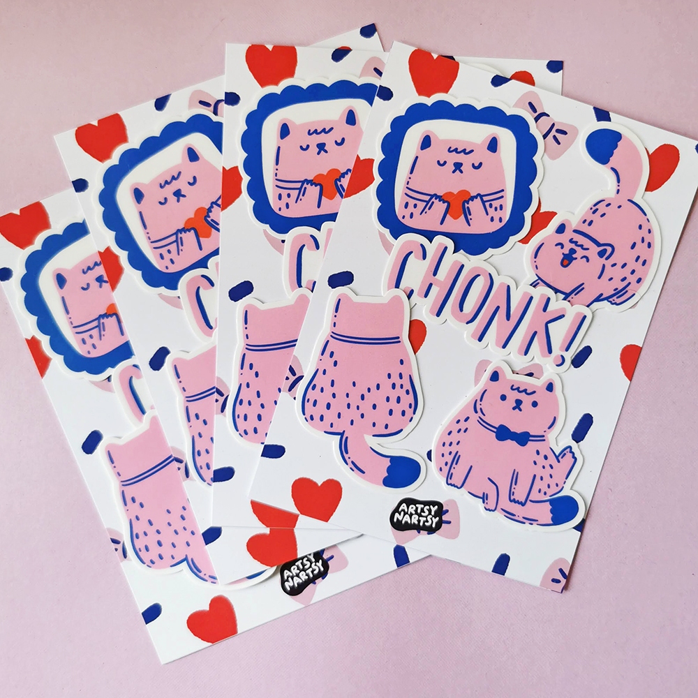 Waterproof/Vinyl Sticker Pack-Pink Chonk Cat | Shopee Malaysia