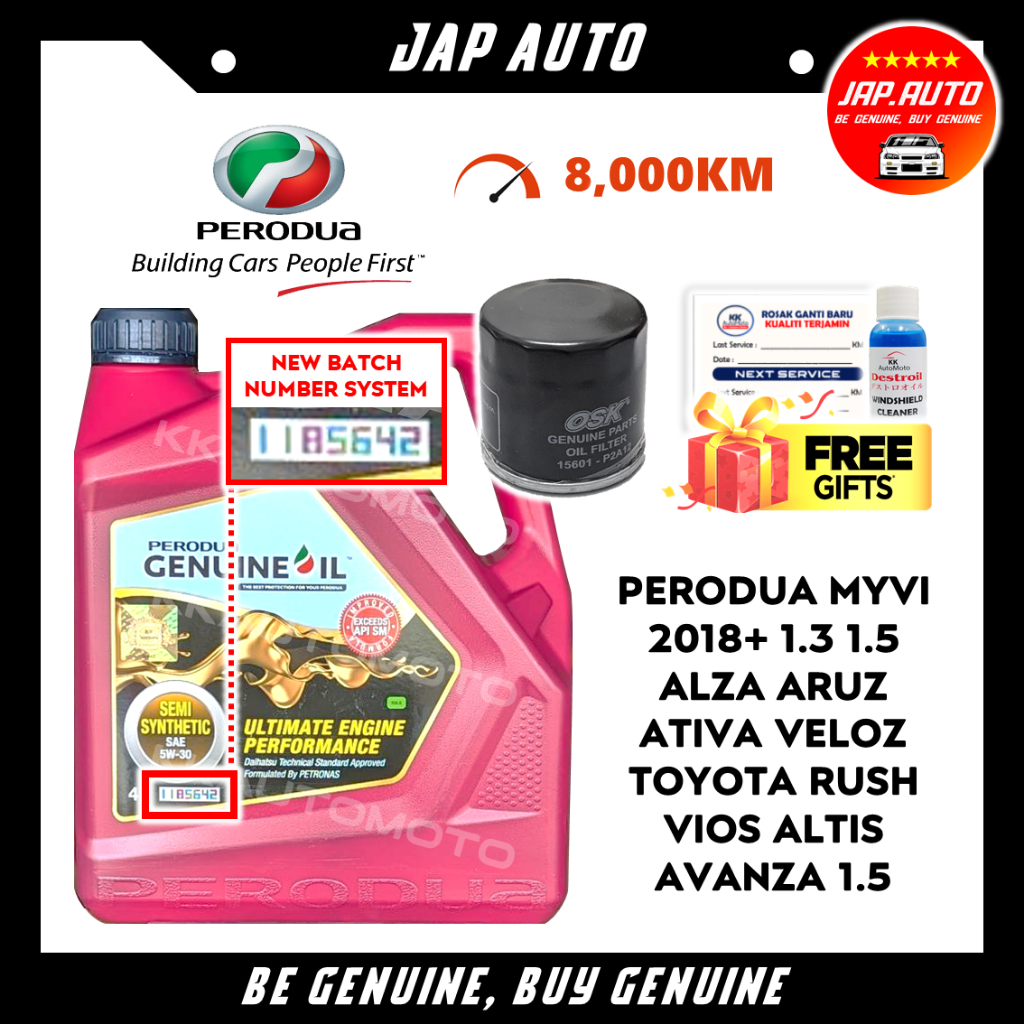 Genuine Semi Synthetic Engine Oil 5W30 5W-30 4L Perodua Axia Bezza 1.0 ...