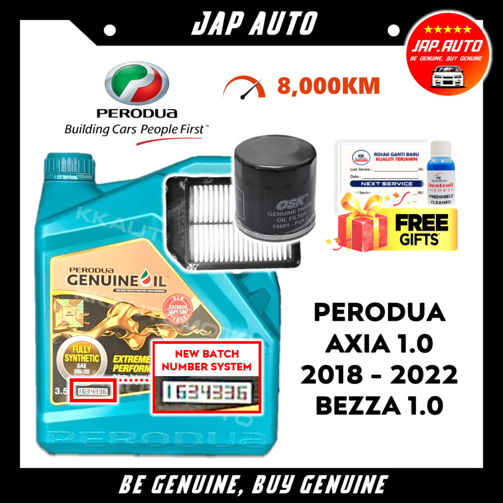 Perodua All Axia Bezza 1.0 2017 - 2022 Genuine 0W-20 0W20 Fully ...