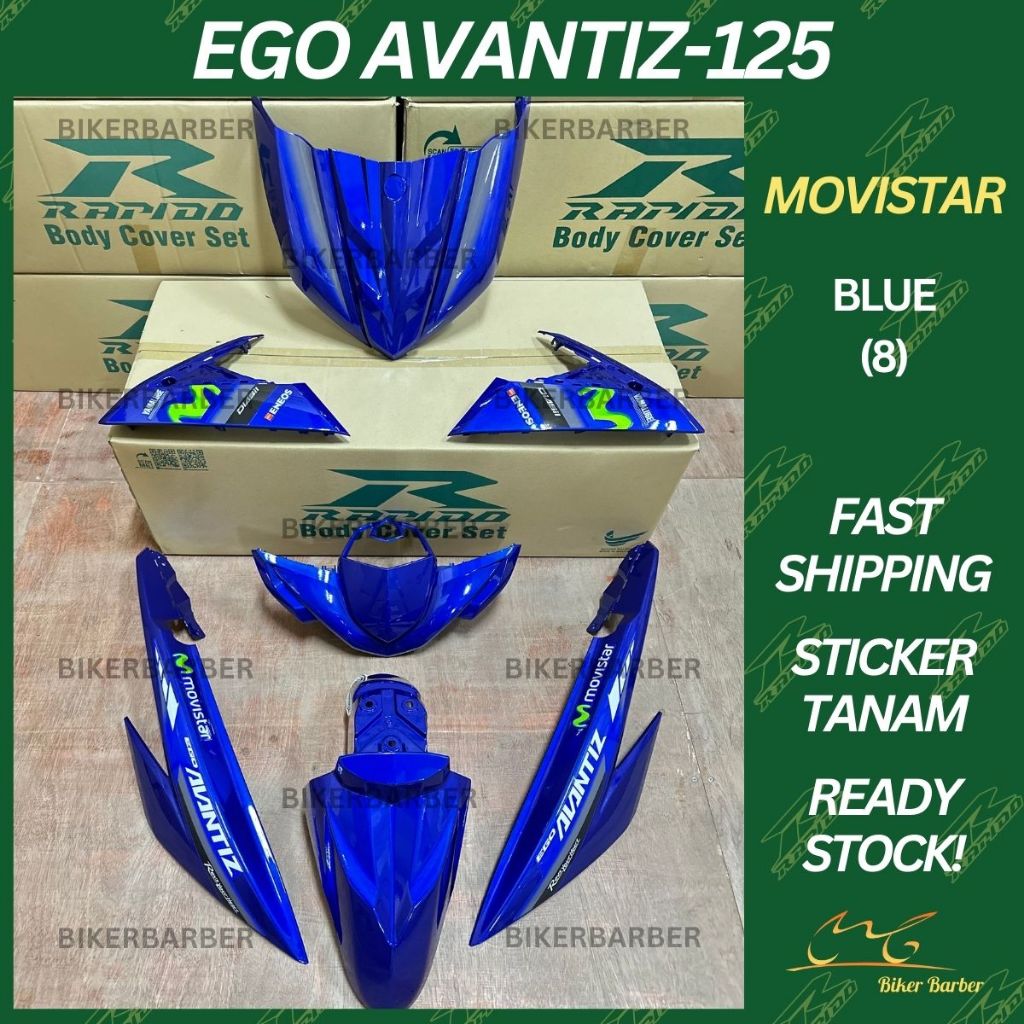 RAPIDO Coverset Yamaha Ego Avantiz-125 Movistar (8) Blue Body Cover Set (Sticker Tanam) | Shopee ...