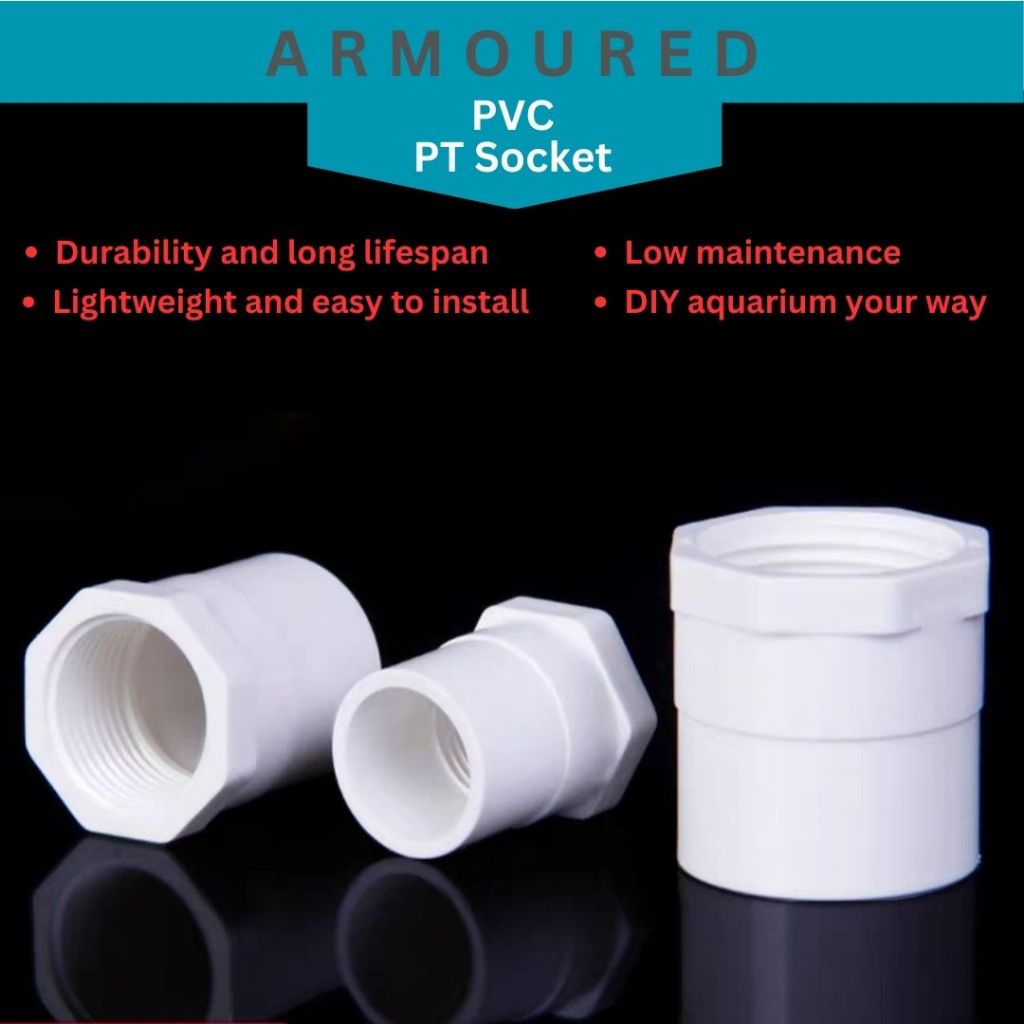 ⚠️[CHINA SIZE] PVC PT Socket Fitting Connector Joint DIY Aquarium for ...