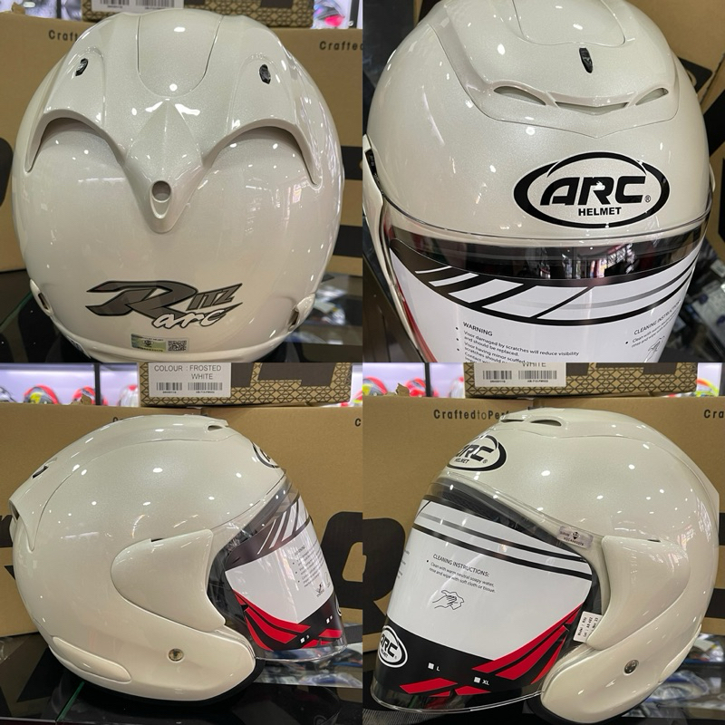 100% ORIGINAL- ARC RITZ HELMET PEARL WHITE FROSTED WHITE HELMET (L SIZE ...
