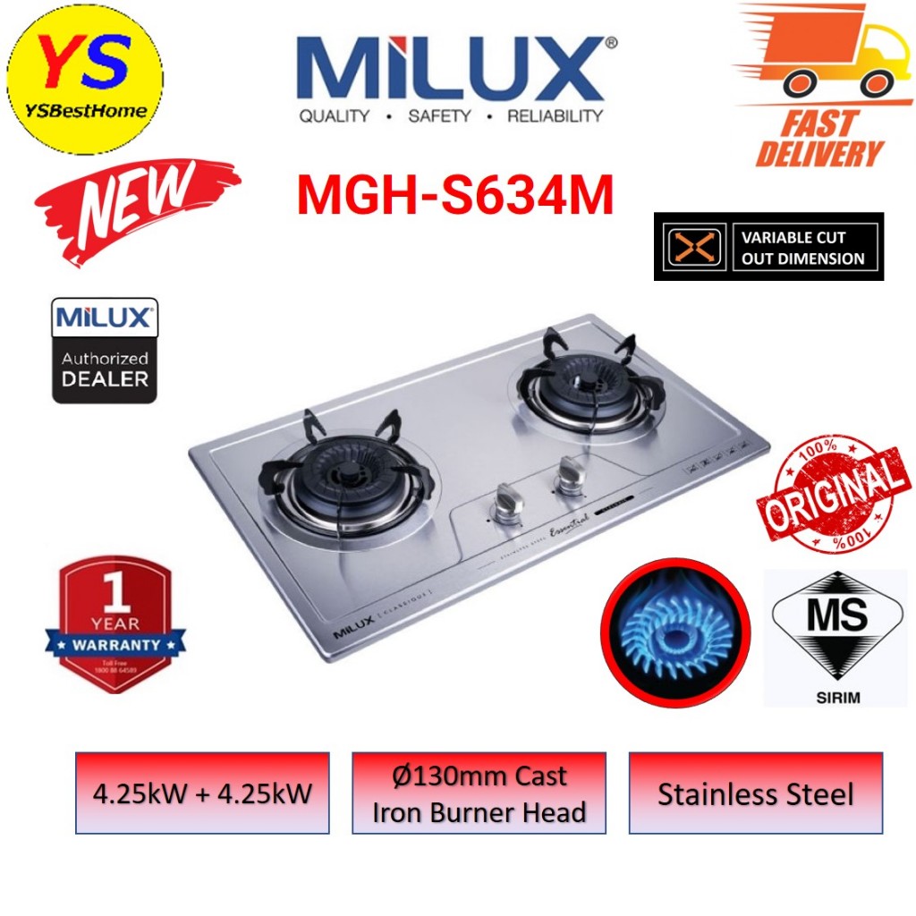 Milux Stainless Steel Built-in Hob Gas Cooker Stove Dapur Gas MGH-S634M ...