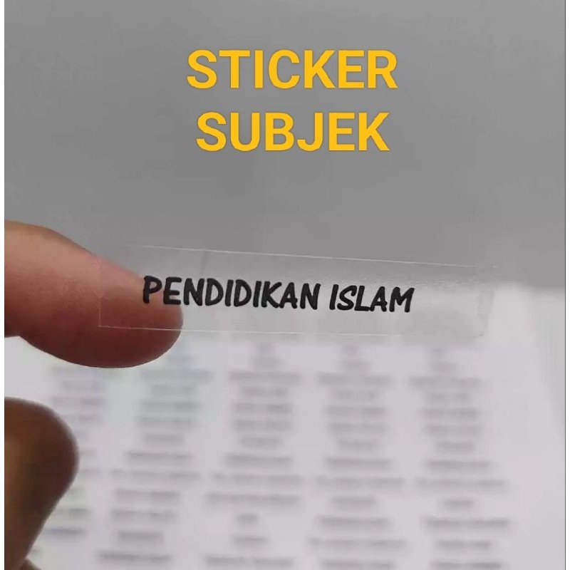 Sticker Subjek Transparent Sekolah Stationery Buku Tulis Teks Simple ...