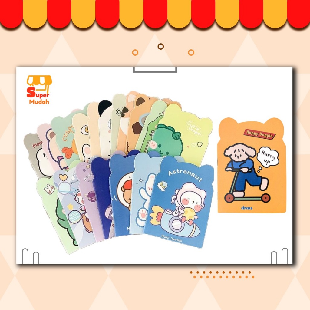 Moka-5575 Ear Notebook Kartun Comel Mini Memo Pad Notebook Buku Memo ...