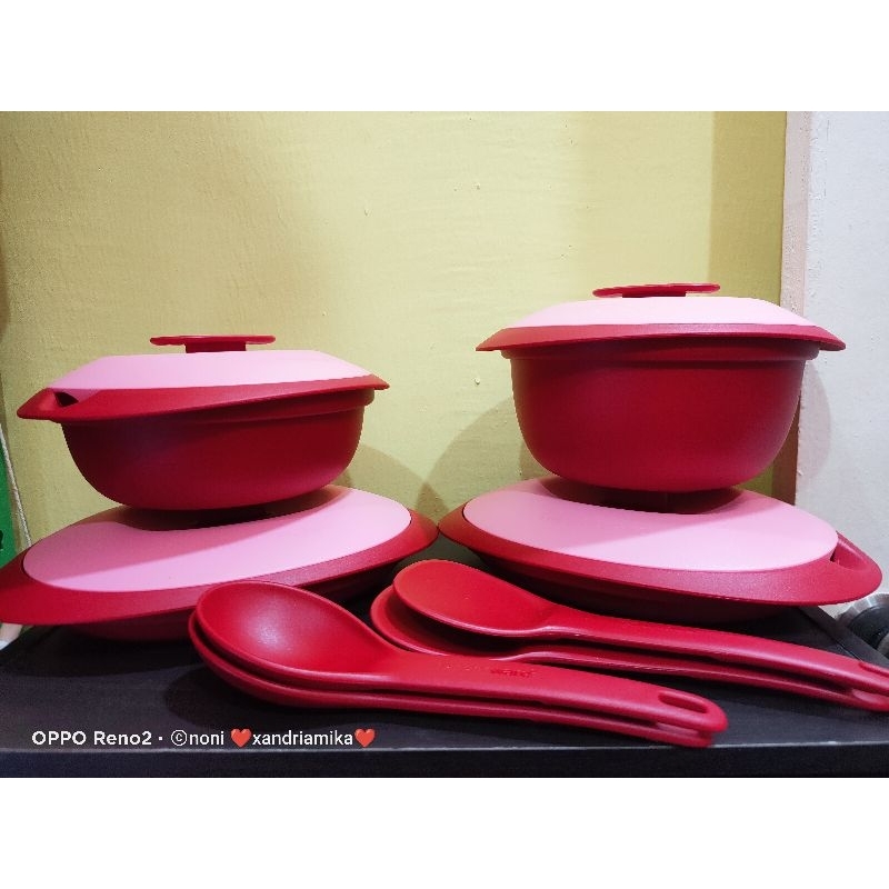 TUPPERWARE PETIT ROYAL RED SERVING SET | Shopee Malaysia