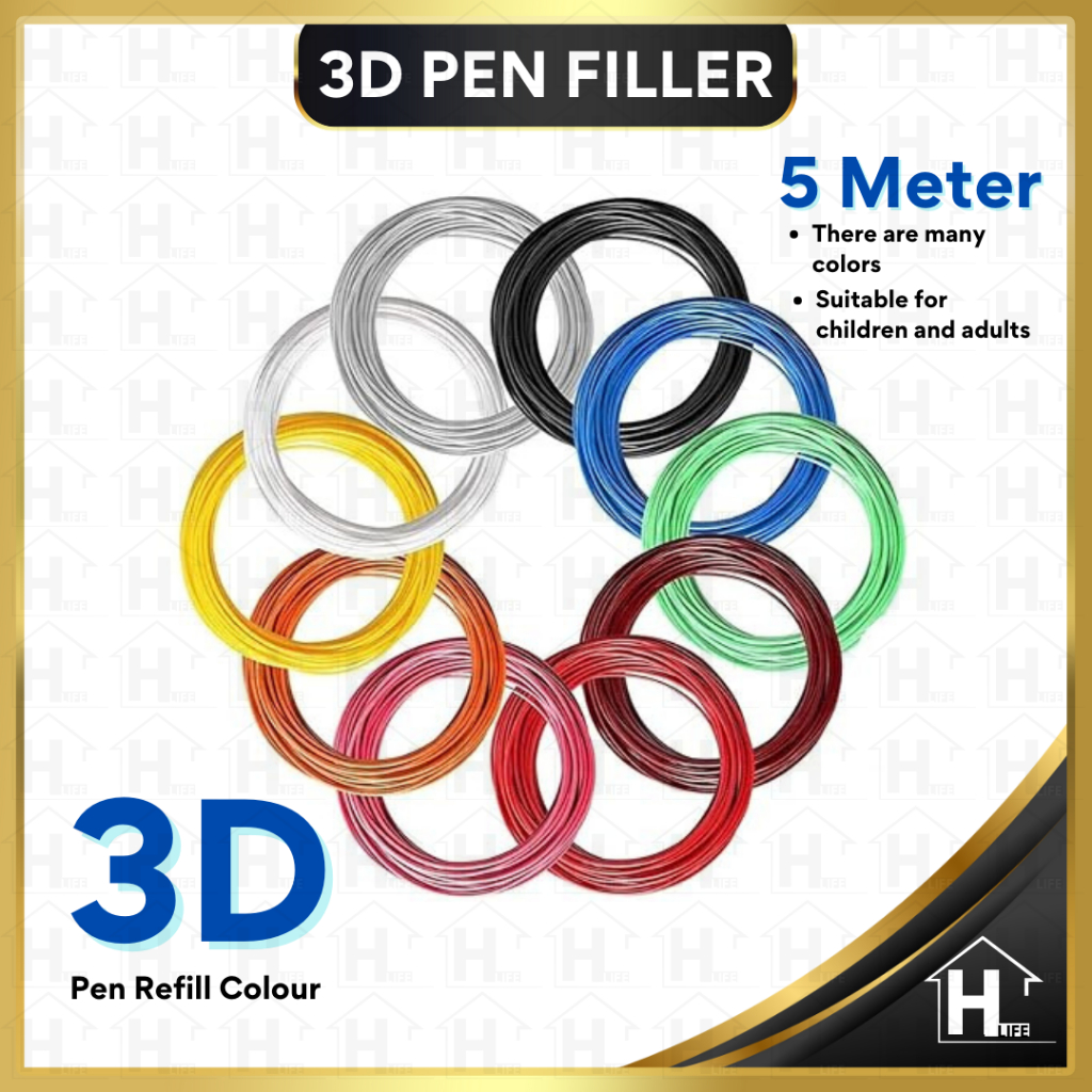 (5 METER) PLA 3D Printing Filament Material for 3D Pen 1.75mm Refills ...