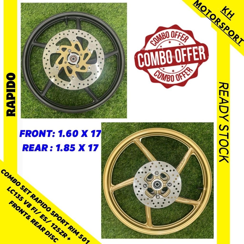 COMBO SET RAPIDO Sport Rim 501 LC135 V8 FI/ ES/ 125ZR + Front & Rear ...