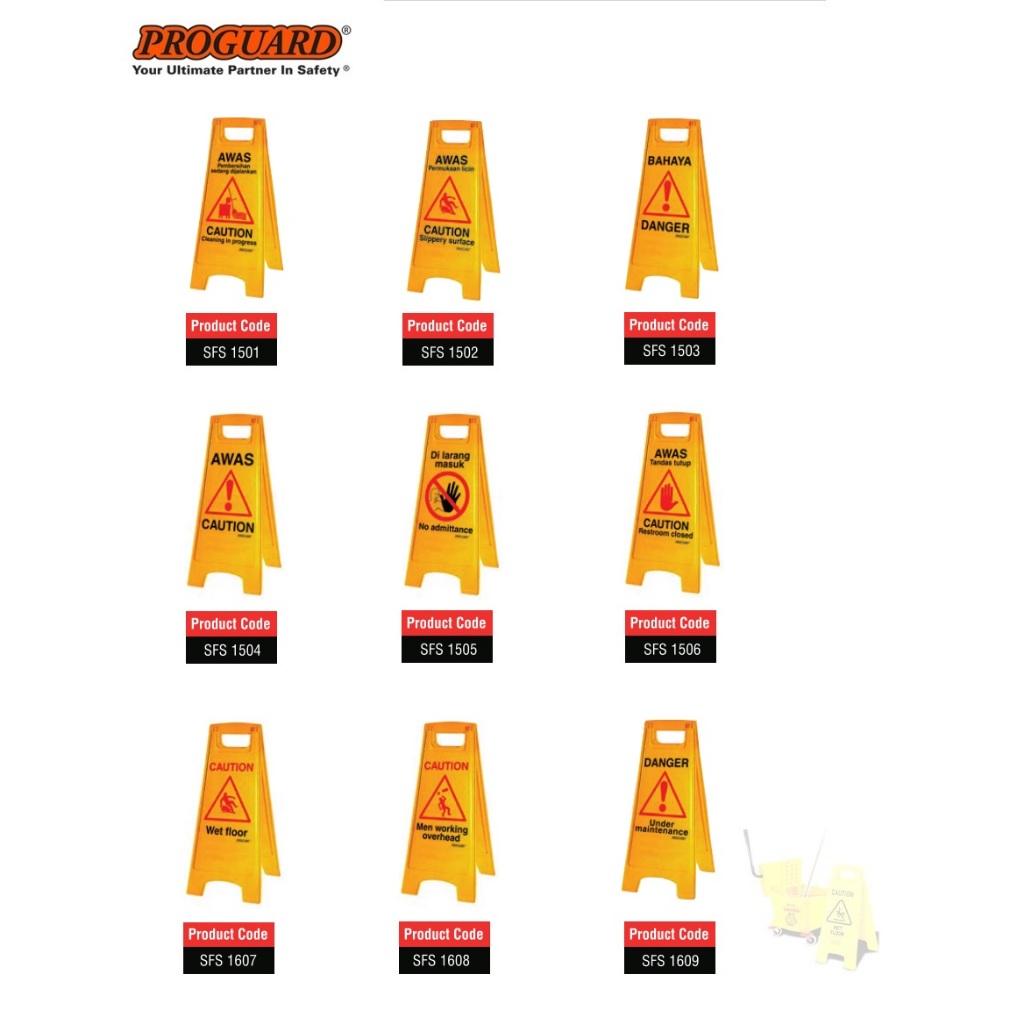 Proguard Folded Hazard Warning Safety Floor Sign Wet Floor Cleaning In ...