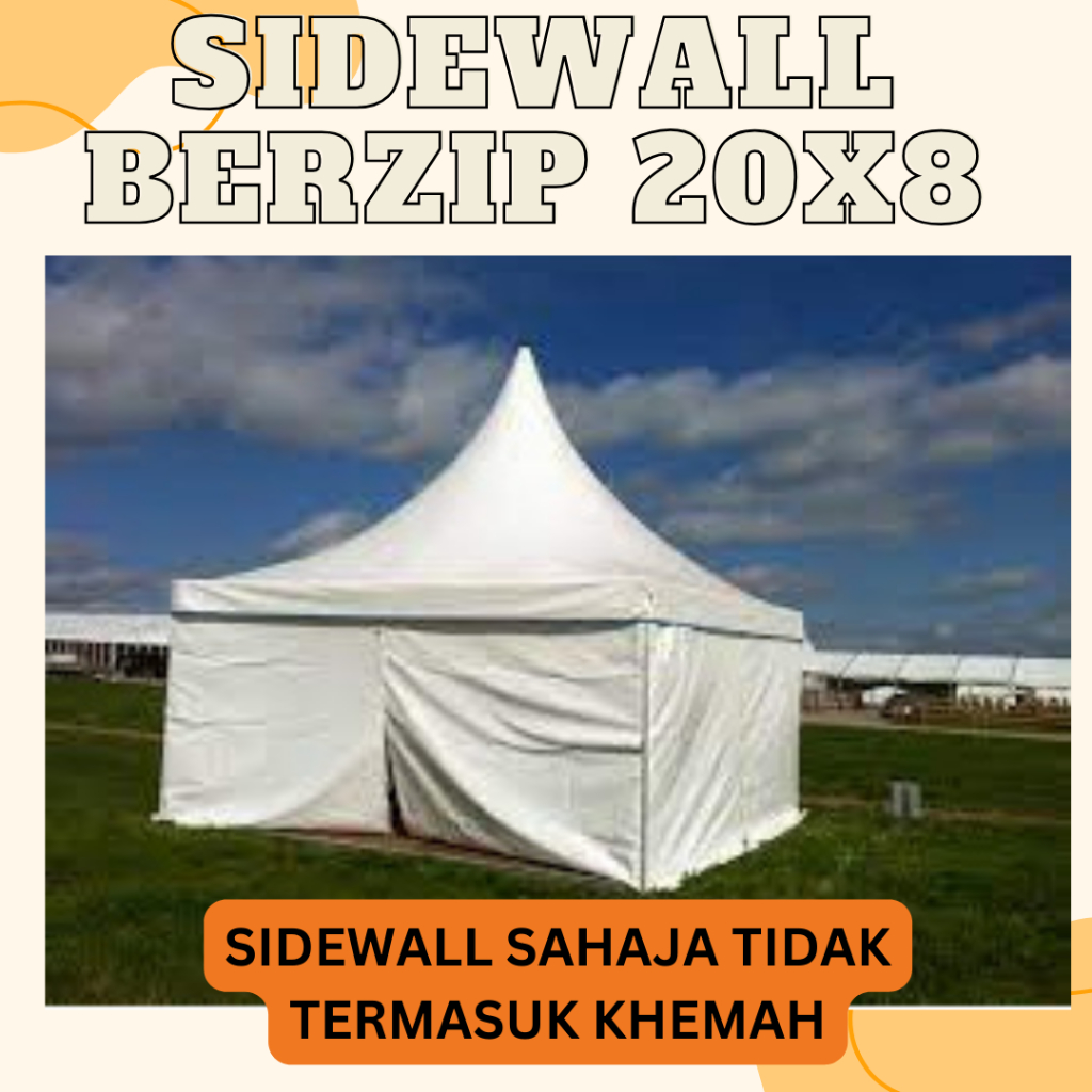 SIDEWALL / KAIN TEPI KHEMAH 20X8 PVC BERZIP SESUAI UNTUK KHEMAH 20X20 ...