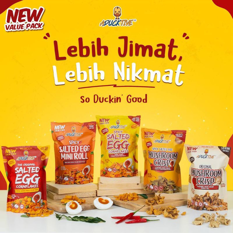 Aducktive Spicy Salted Egg Cornflakes / Mushroom Value Pack 1pek ...