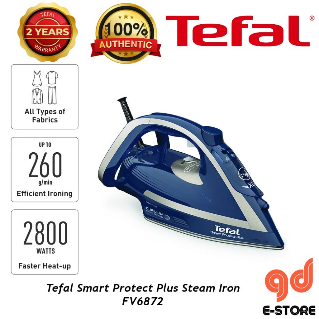 Tefal FV6872 Smart Protect Plus Smart Temperature Technology Steam Iron ...