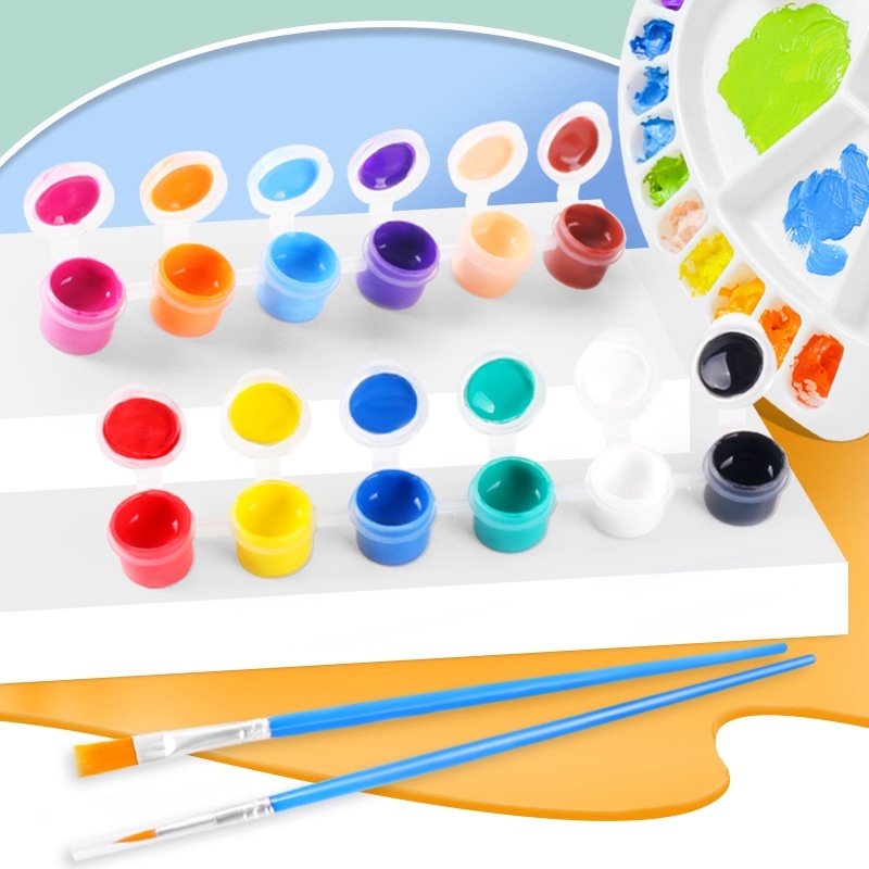 12 Colour 2ml Acrylic Paint Set Strip | Water Color DIY Craft Art Kid ...