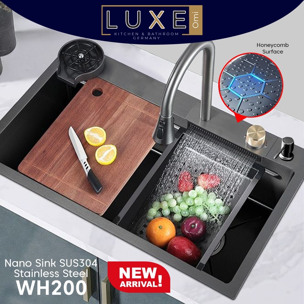 LUXE Stainless Steel Anti Scratch Honeycomb Kitchen Sink Waterfall Sink ...