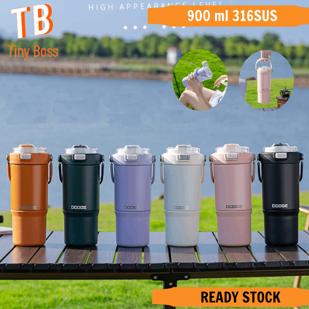 DODGE SUS316 Thermos Flask Bottle 900ml Large Capacity Leakproof Water Bottle Vacuum Insulated ...